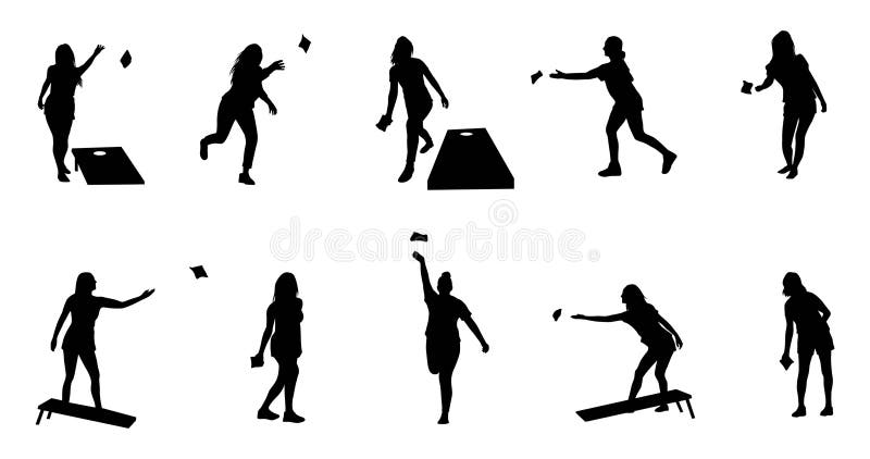 Female Cornhole Player Silhouette on Stock Vector - Illustration of ...