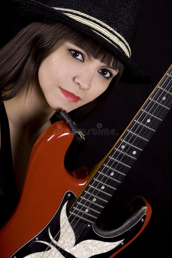 Rock girl with guitar stock photo. Image of playing, musician - 197260