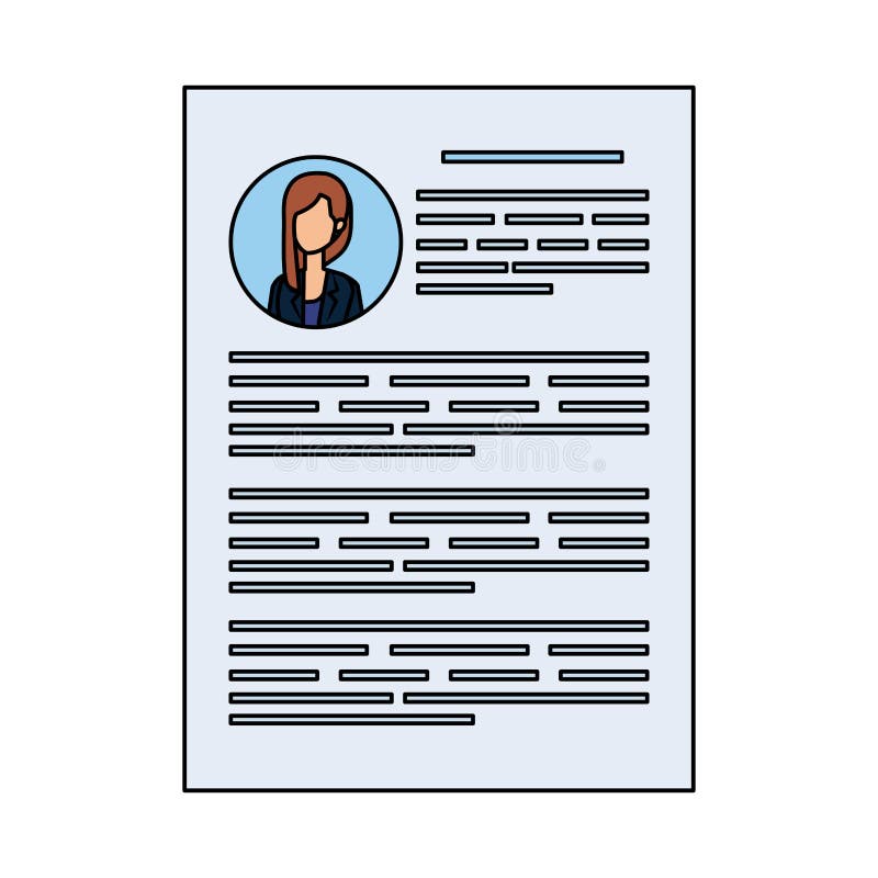 Female Curriculum Vitae Document Stock Illustration - Illustration of ...
