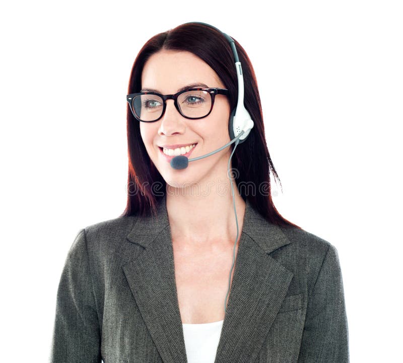 Female Customer Care Operator Looking Away Stock Image - Image of ...