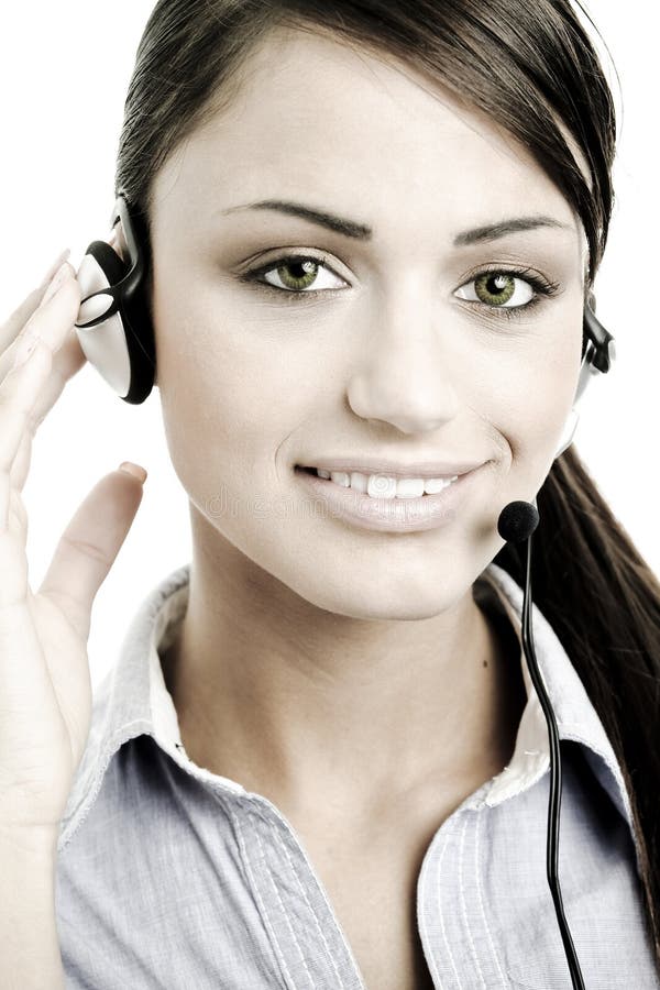 Female customer service stock image. Image of brunette - 14739459