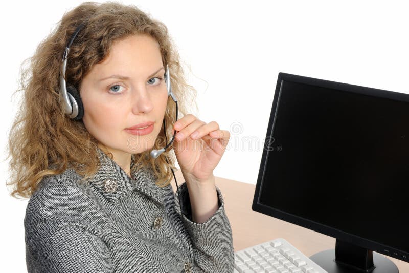 Female Customer Service Represent with a Computer. Stock Photo - Image ...