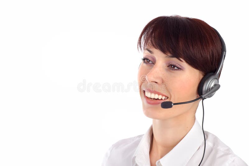 Profile Face of Happy Beautiful Female Operator Stock Image - Image of ...