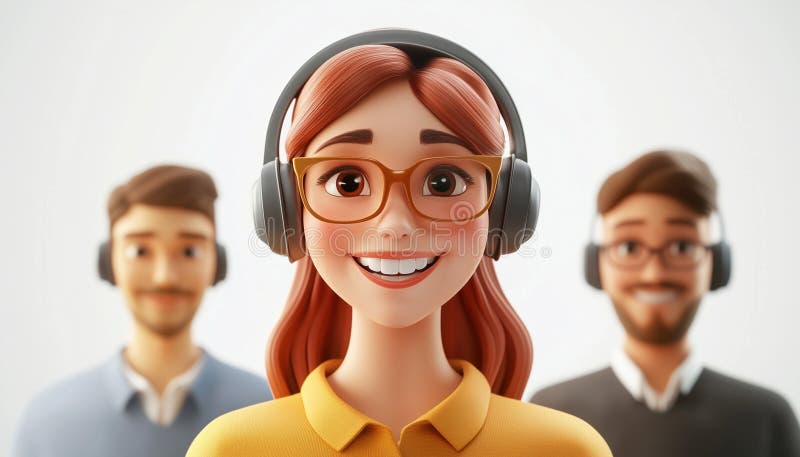 Female Customer Service Representative Smiling while Speaking on ...