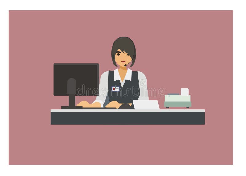 Female Customer Service Giving Greeting. Simple Flat Illustration Stock ...