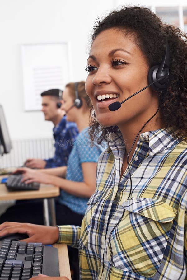 Female Customer Services Agent in Call Centre Stock Image - Image of ...