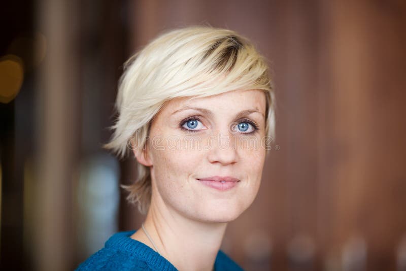 Female Customer Smiling in Restaurant Stock Photo - Image of female ...