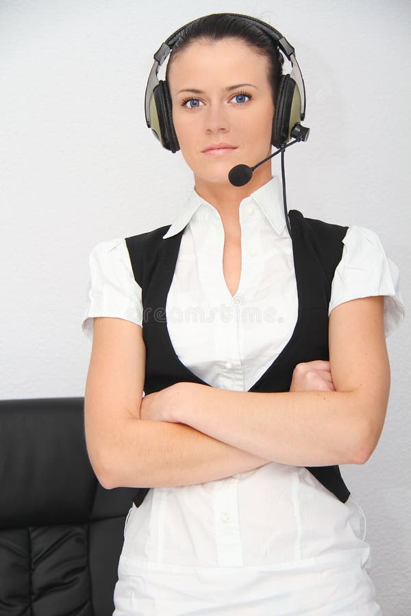 Female Customer Support Operator with Headset Stock Image - Image of ...