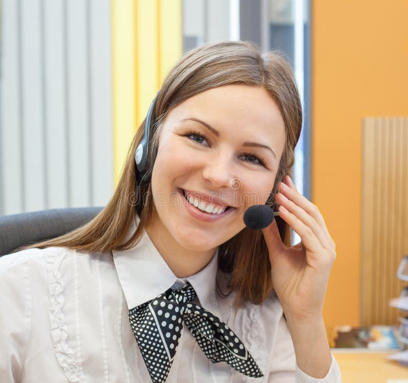 Female Customer Support Operator with Headset Stock Image - Image of ...