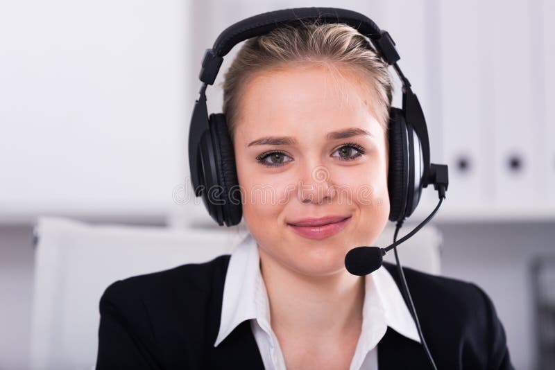 Female Customer Support Phone Operator at Workplace Stock Image - Image ...