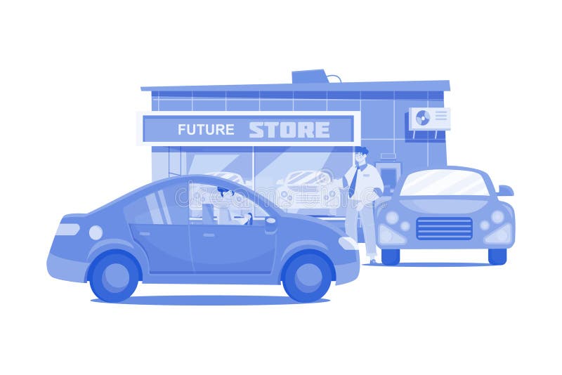 Female Customer Taking Test Ride of New Car Stock Vector - Illustration ...