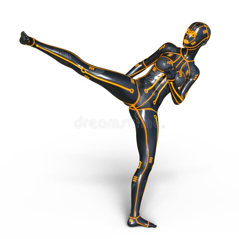 Female cyborg stock illustration. Illustration of fight - 94210227