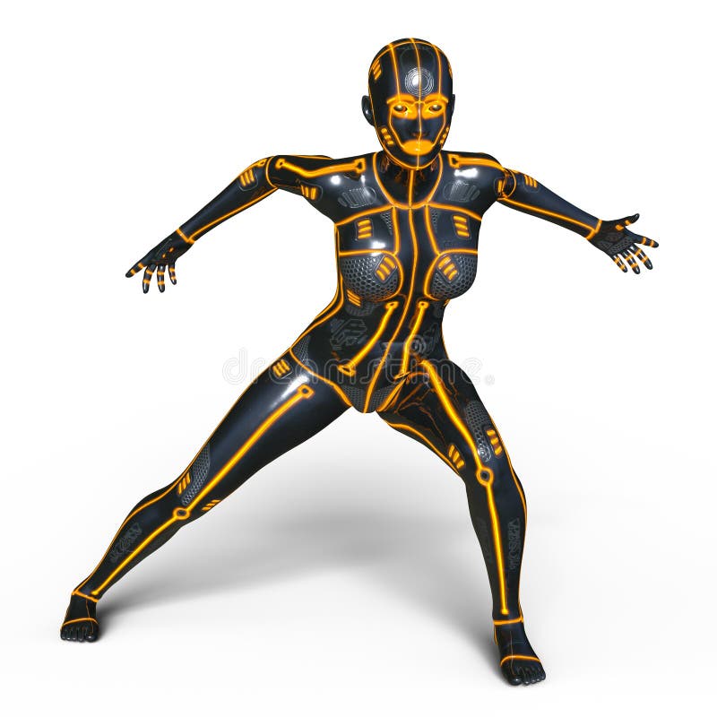 Female cyborg stock illustration. Illustration of weapon - 105357081