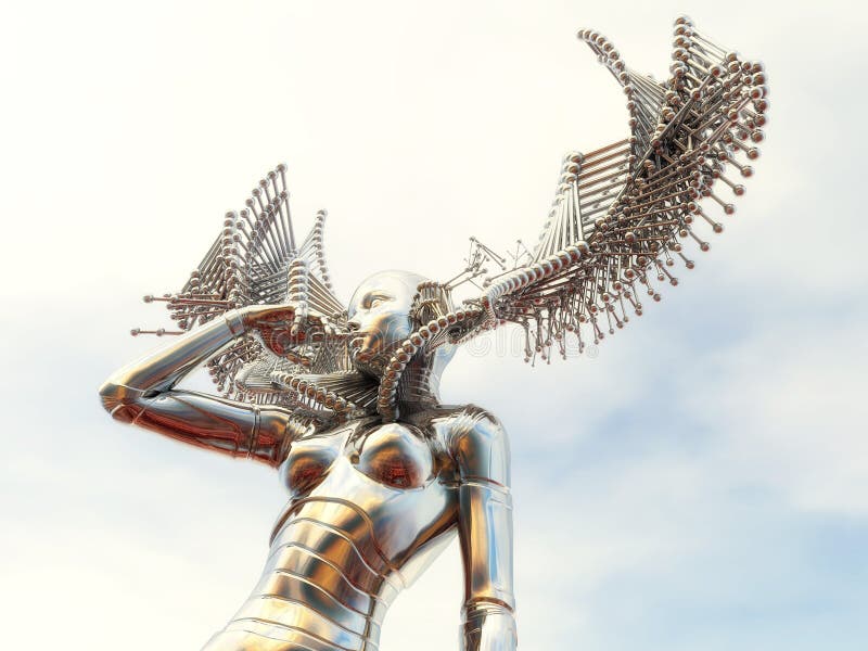 Flying Cyborg Angel/Angel Statue Stock Illustration - Illustration of ...