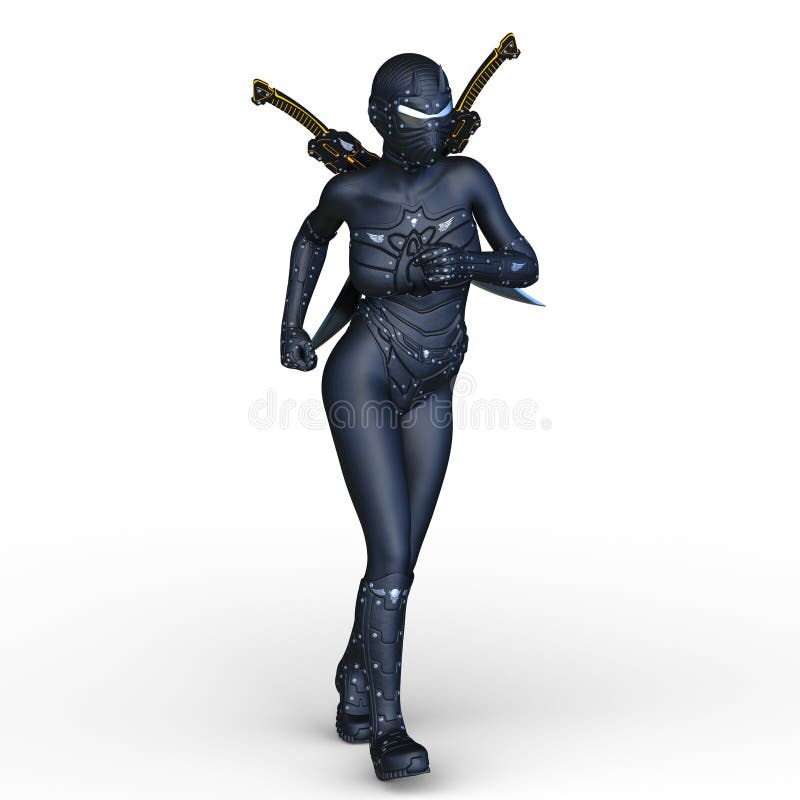 Female cyborg fencer stock illustration. Illustration of bipedalism ...