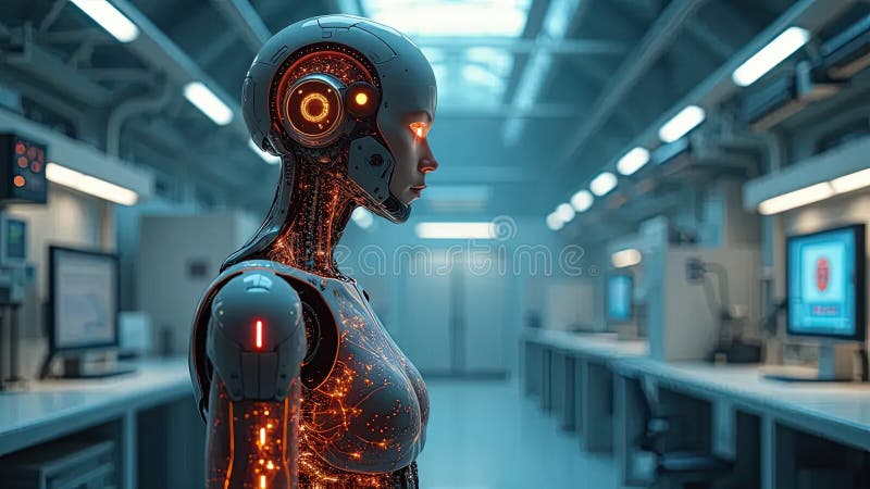 Futuristic Cyborg Portrait.a Glimpse into the Future of Robotics Stock ...
