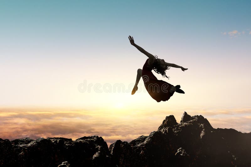 Female Dancer Against Sunset Sky . Mixed Media Stock Photo - Image of ...