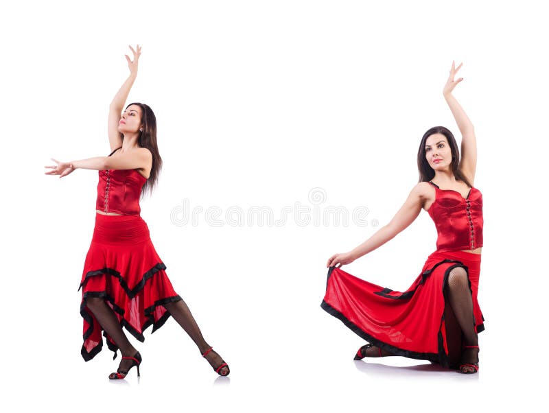 The Female Dancer Dancing Spanish Dances Stock Image - Image of montage ...