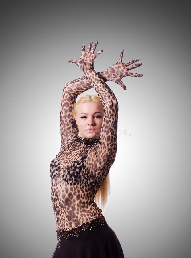 The Female Dancer Dancing Traditional Dances Stock Image - Image of ...