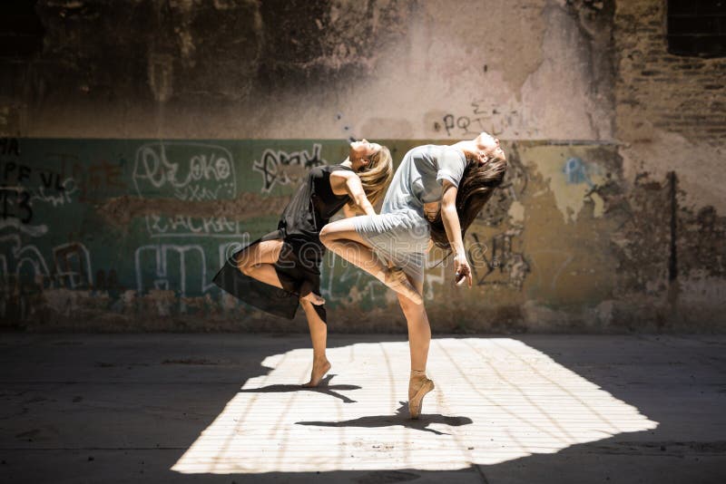 Female Dancers Performing Together Stock Photo - Image of building ...