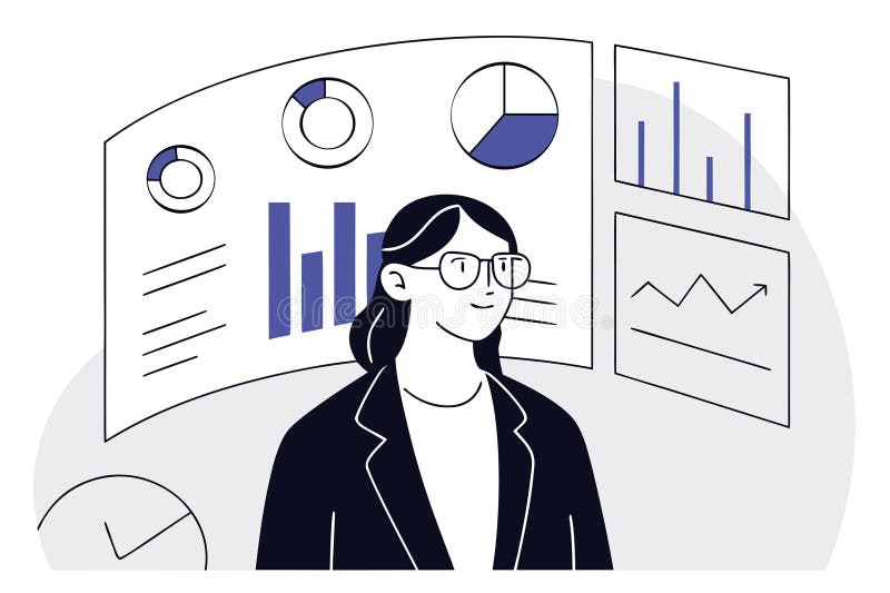 Female Professional Studying Graphs Stock Illustrations – 67 Female Professional Studying Graphs ...