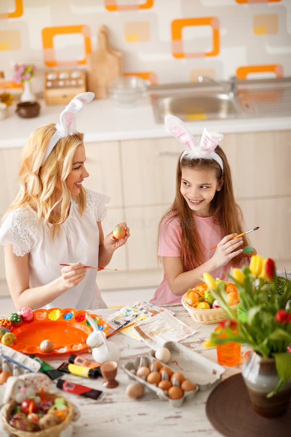 Coloring Easter eggs stock image. Image of easter, childhood - 111745099