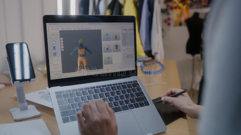 Female Designer Develops 3D Design of Clothes Stock Photo - Image of ...