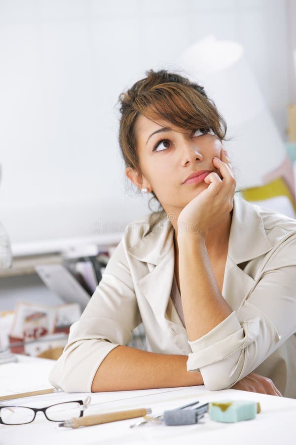Confused Graphic Designer Sitting in Office Stock Photo - Image of ...