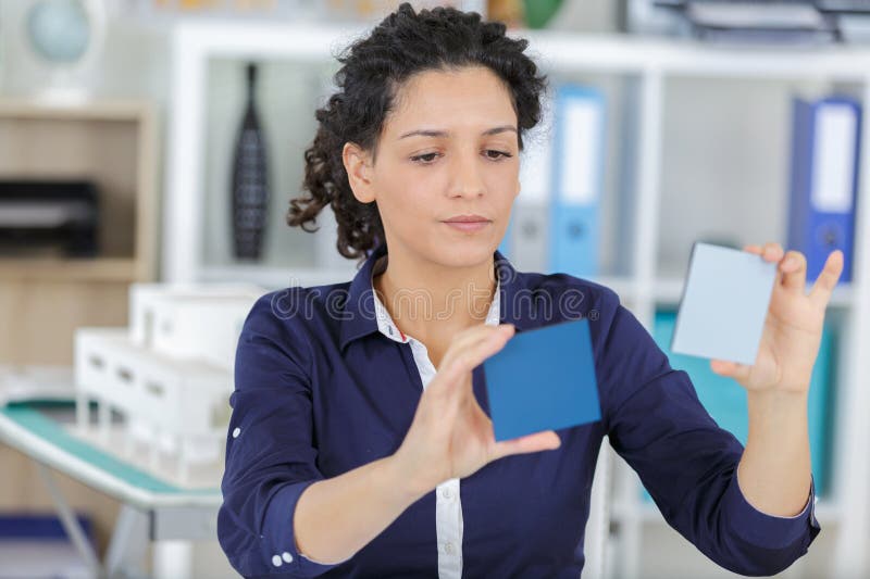 Female Designer Working with Colors Stock Image - Image of collection ...