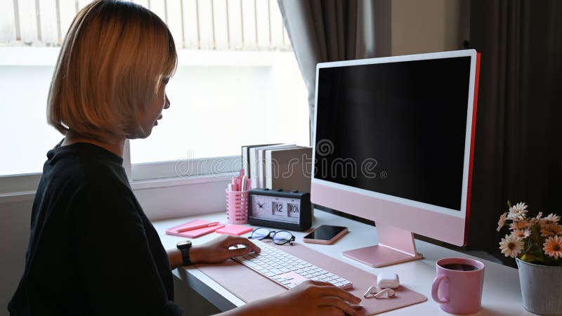 Home Office with Mock Up Laptop Computer, Houseplant, Coffee Cup and ...