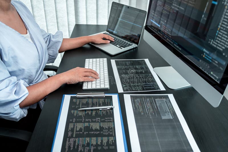 Female Developer Programmer Working On Coding Program Software Computer 4877