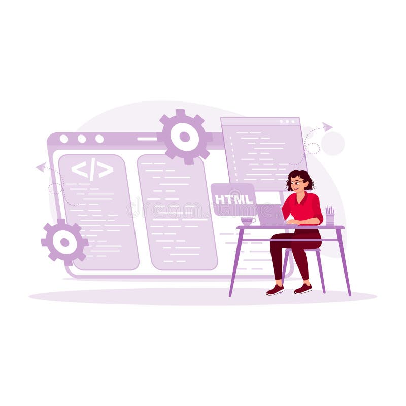 Female it Developer Working on Laptop Programming Software Applications ... Female it Developer Working on Laptop Programming Software Applications ...