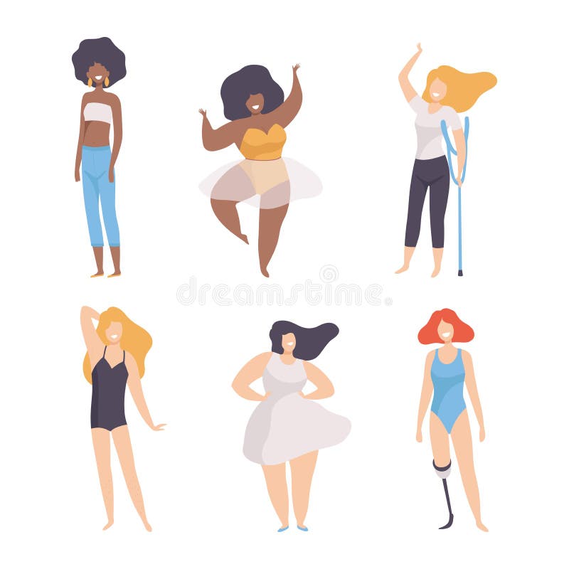 Female with Different Figure Type and Height As Body Positive and Self ...