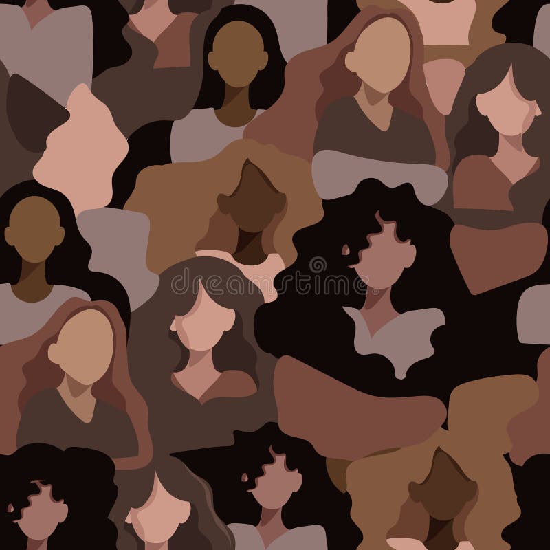 Female Diverse Faces Of Different Amless Pattern With Women