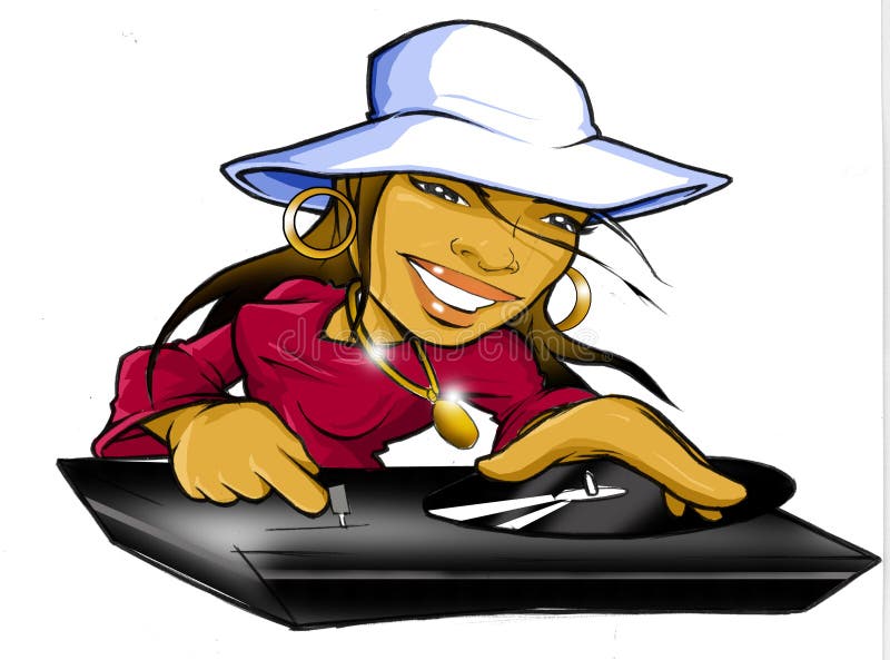 Female Dj Hip Hop Girl Deejay Stock Illustration - Illustration of ...