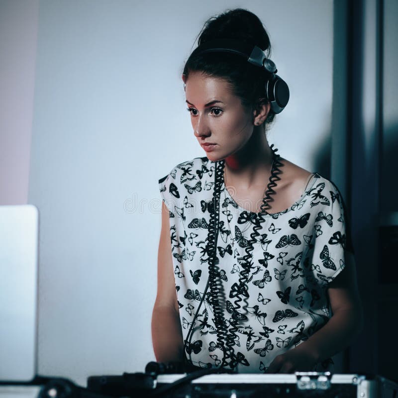 Female dj stock photo. Image of mixing, pretty, light - 42693492