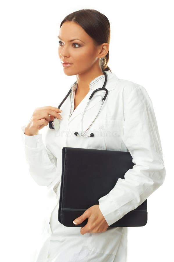 Confident Female Doctor Sitting on Chair Stock Image - Image of ...