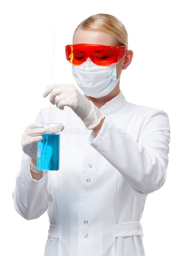 Female Doctor Adds Something in Glass Beaker Stock Image - Image of ...
