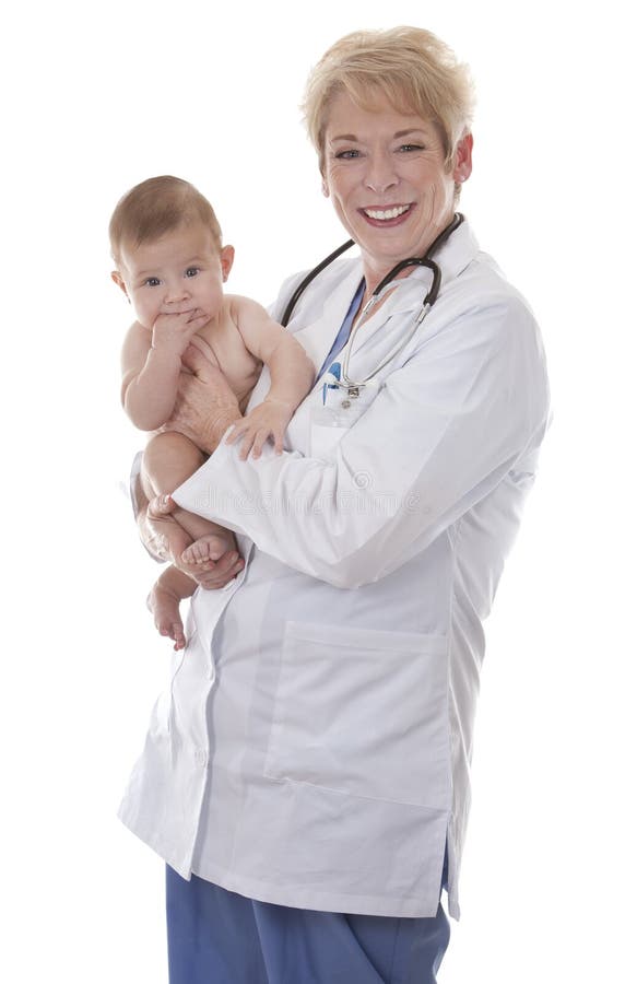 Pediatrician Woman Doctor Holding Baby Stock Image - Image of caucasian ...