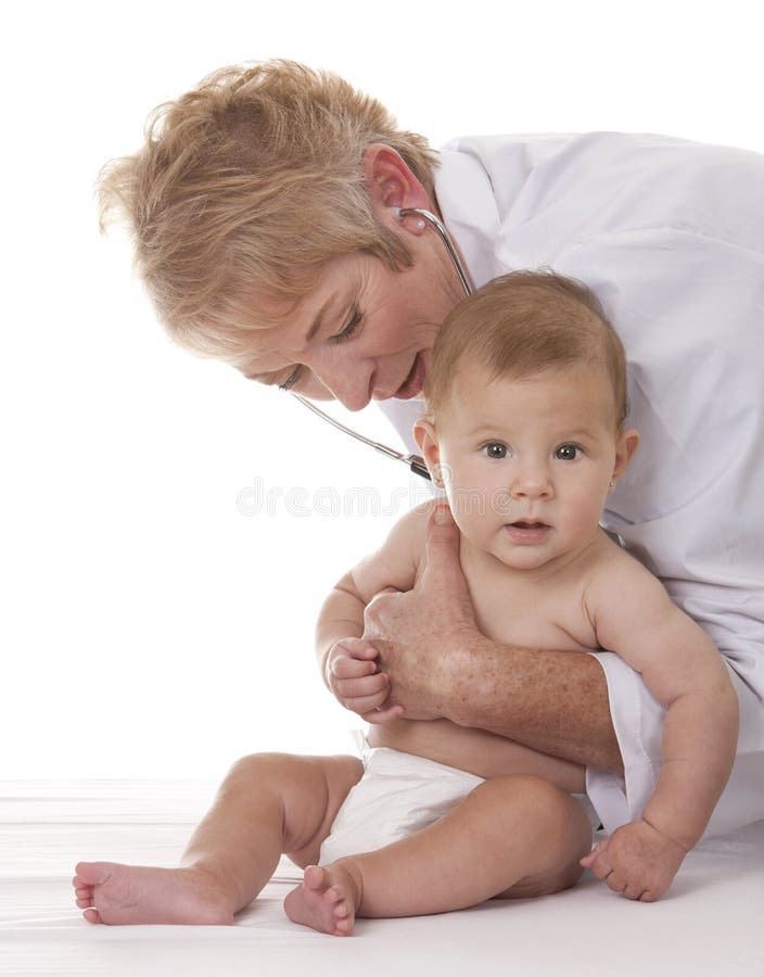 Female doctor and a baby stock image. Image of occupation - 26834493