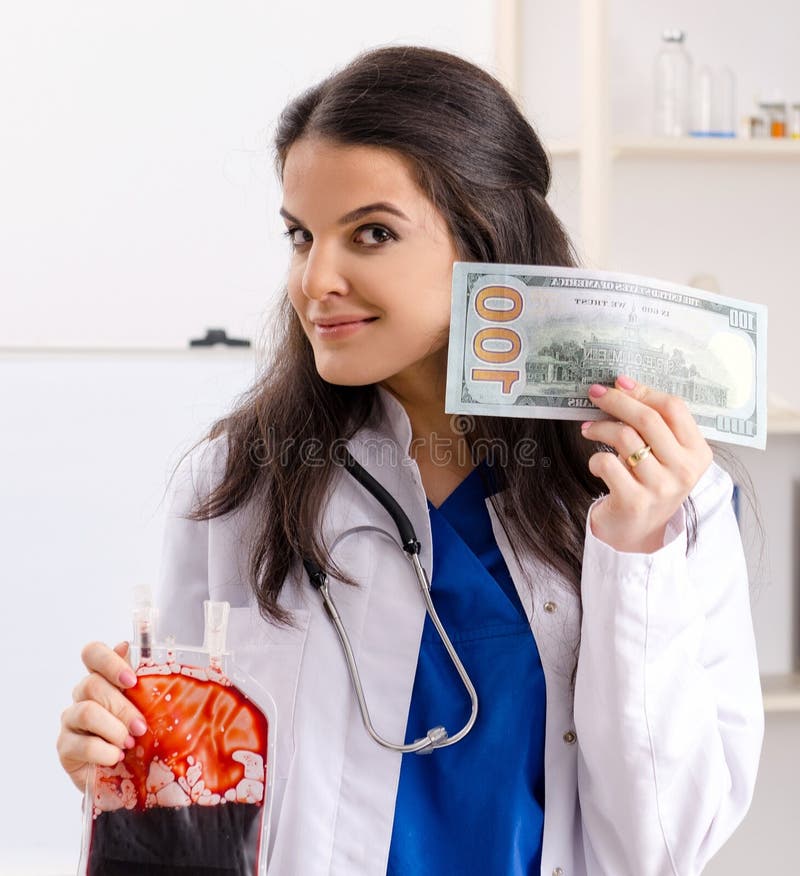 Female Doctor in Blood Transfusion Concept Stock Image - Image of blood ...