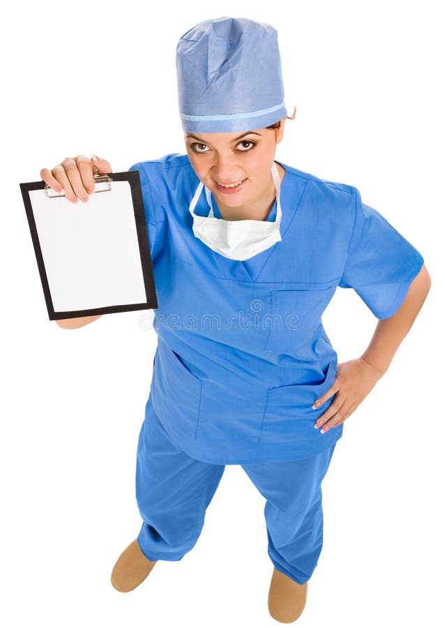 Female doctor with board stock image. Image of protective - 10035099