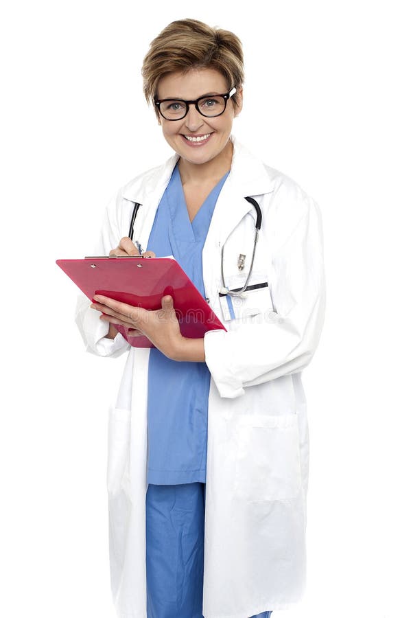 Female Doctor with a Case File in Her Hand Stock Image - Image of ...