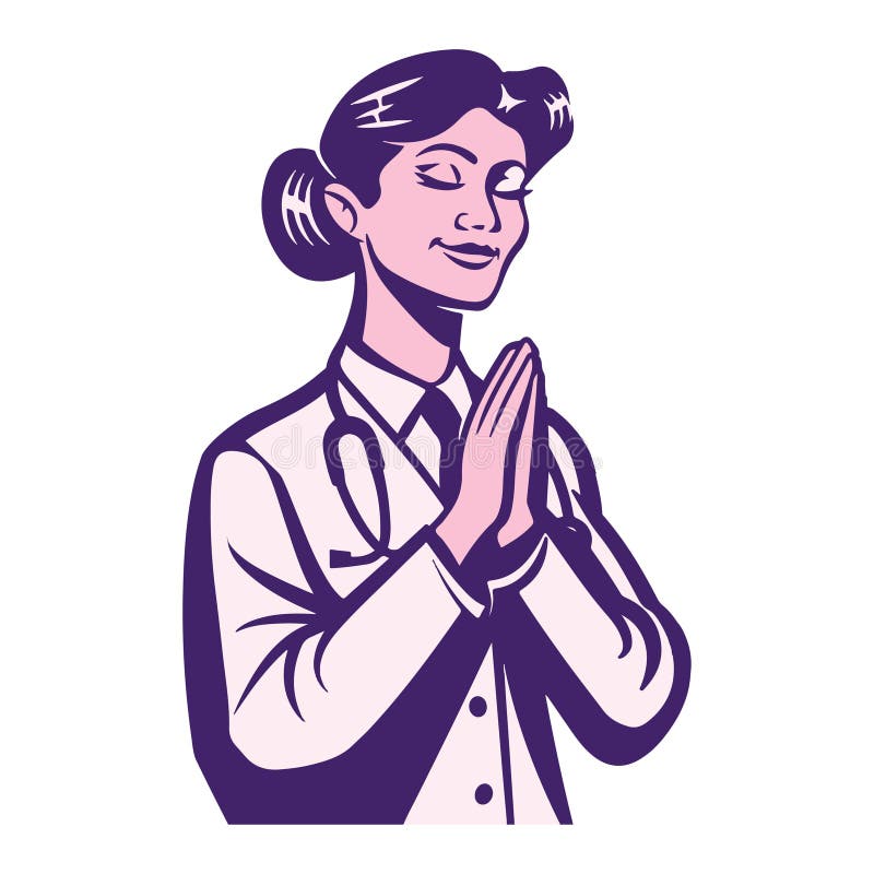 Female Doctor Character is Thankful with Smile Expression Vector ...