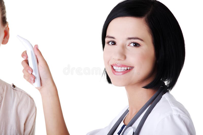 561 Doctor Checking Temperature Female Patient Stock Photos - Free ...