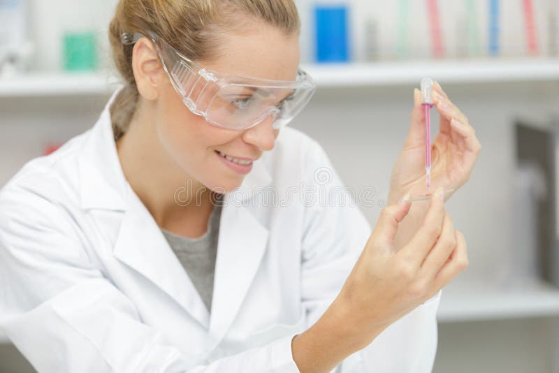 Female Doctor Doing Research Stock Photo - Image of blue, coat: 196545674