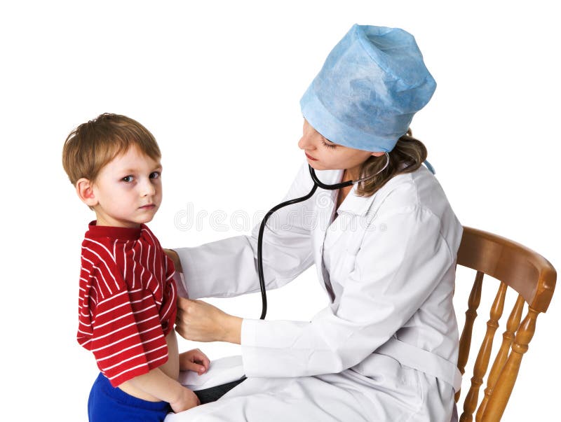 Female Doctor Examining Sick Boy Stock Photo - Image of help, clinic ...