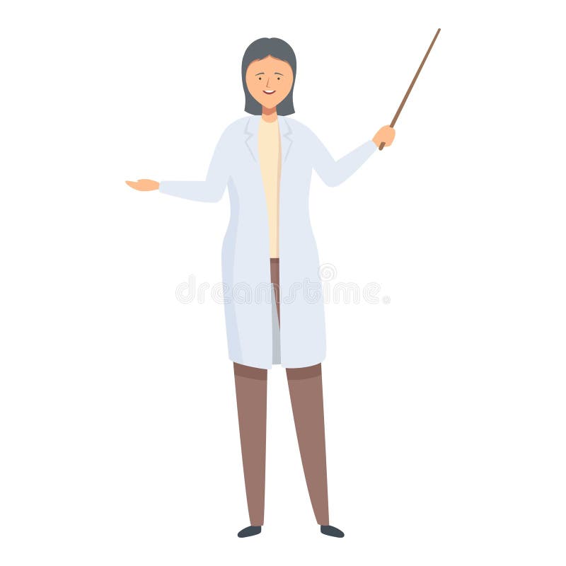 Female Doctor is Explaining Something, Pointing with a Pointer Stick ...