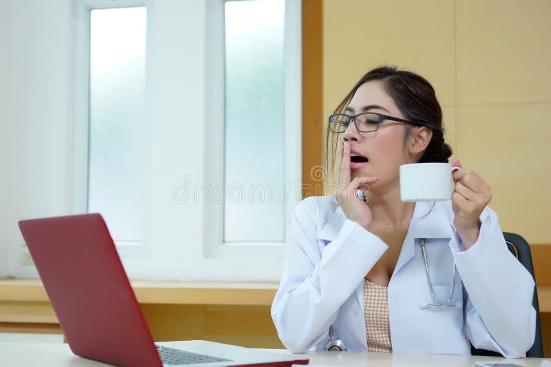 Female Doctor Had a Very Exhausting Day at Work Stock Photo - Image of ...