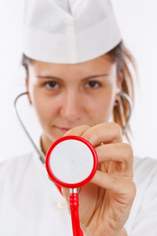 Female Doctor Holding Stethoscope Stock Image - Image of exam, female ...